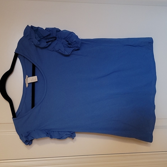 H&M | Tops | Hm Blue Ruffle Tshirt | Poshmark